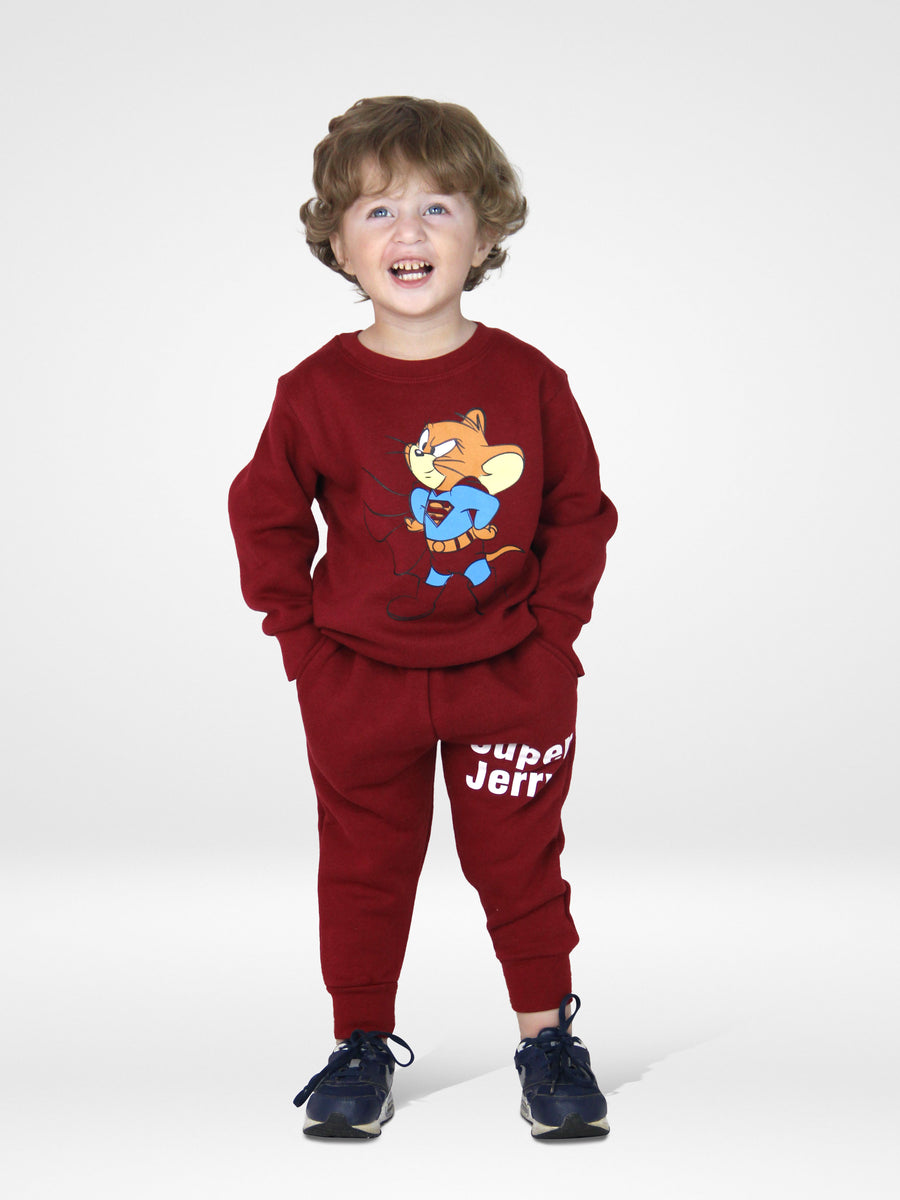 Super Jerry Fleece Suit (Maroon) – Tiny Planet Pk