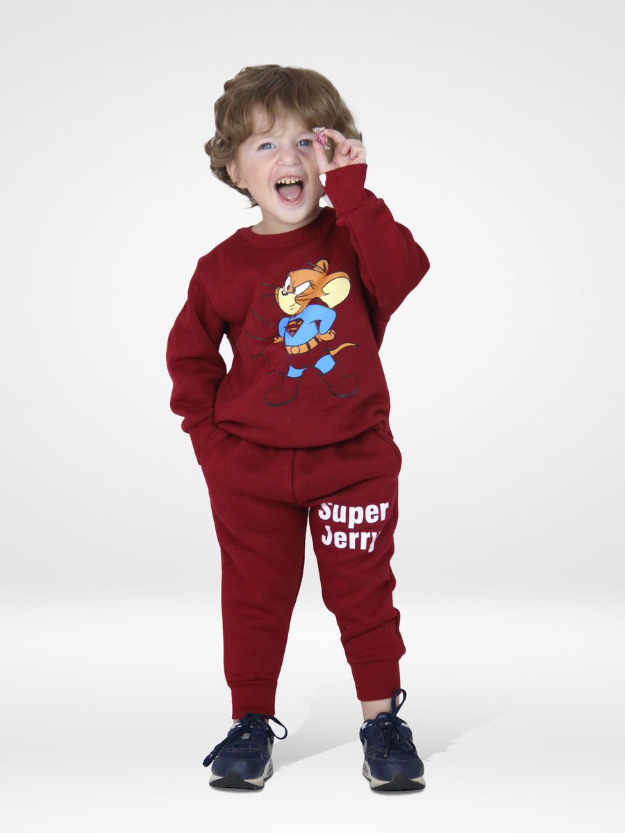 Super Jerry Fleece Suit (Maroon) – Tiny Planet Pk