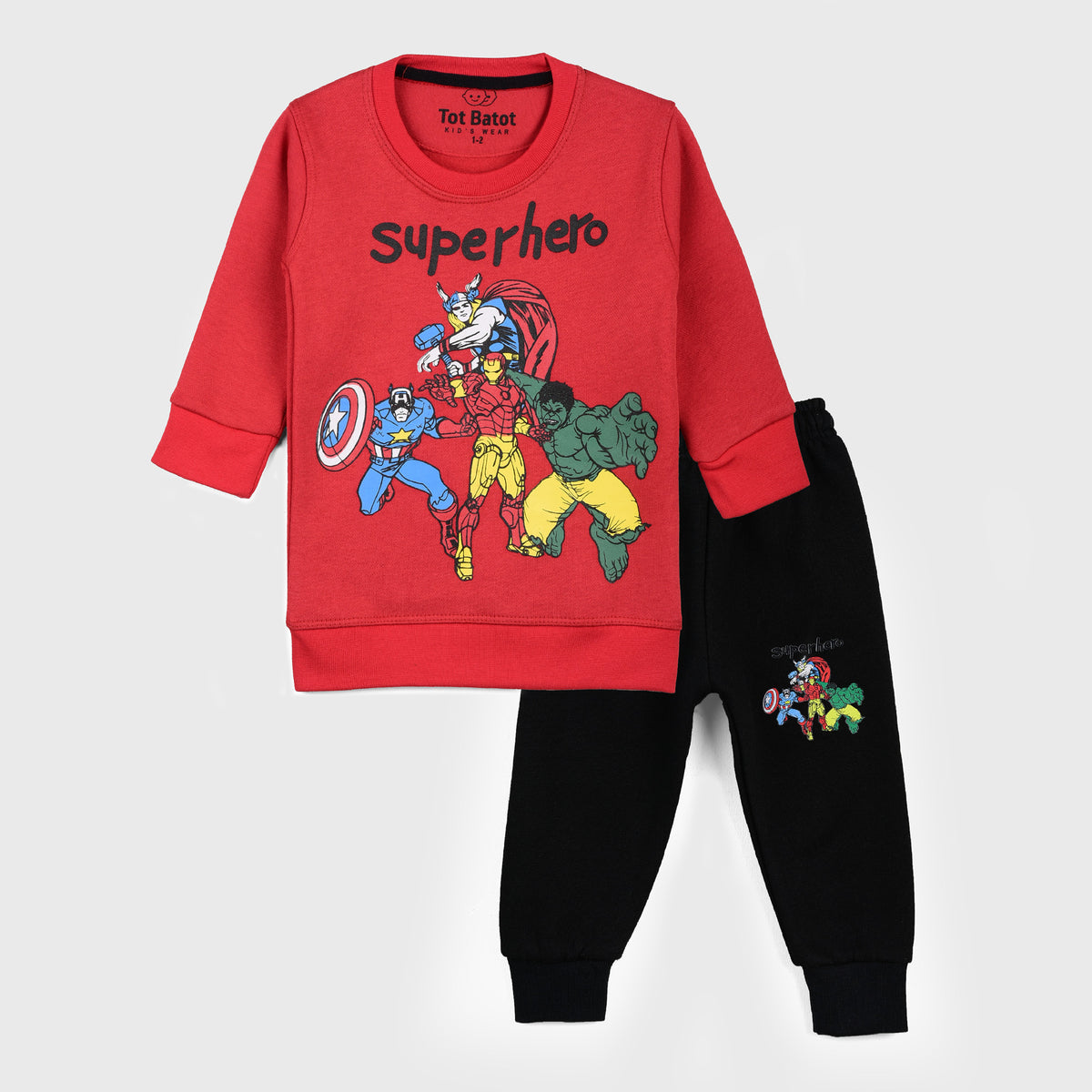 Fleece Superhero Tracksuit (Red) – Tiny Planet Pk
