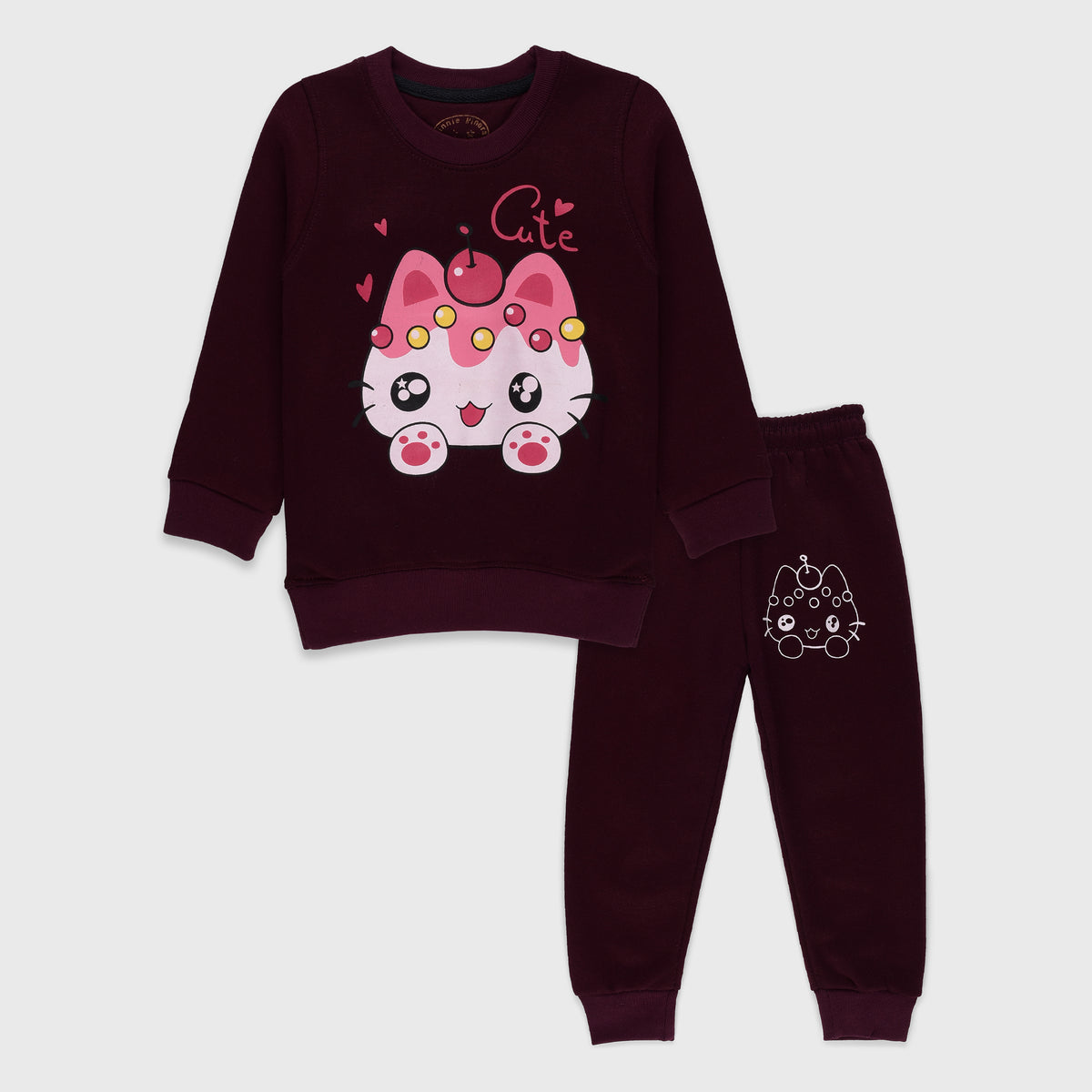 Hello Kitty Fleece Tracksuit (Maroon) – Tiny Planet Pk