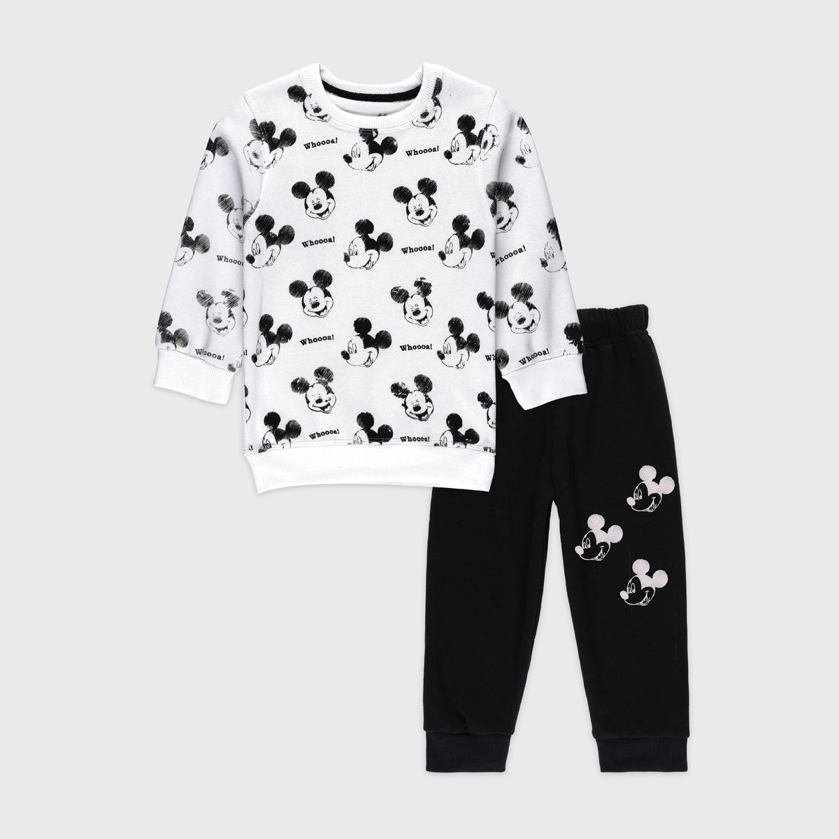 Mickey Mouse Fleece Tracksuit (Off White-Black) – Tiny Planet Pk